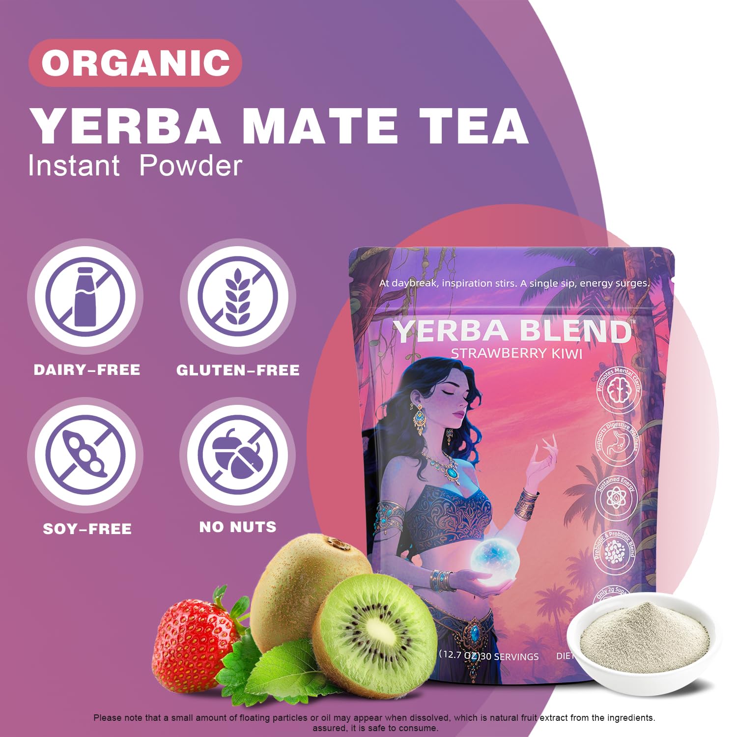 Yerba Mate Tea Instant Powder with Organic Prebiotics/Probiotics, Natu ...