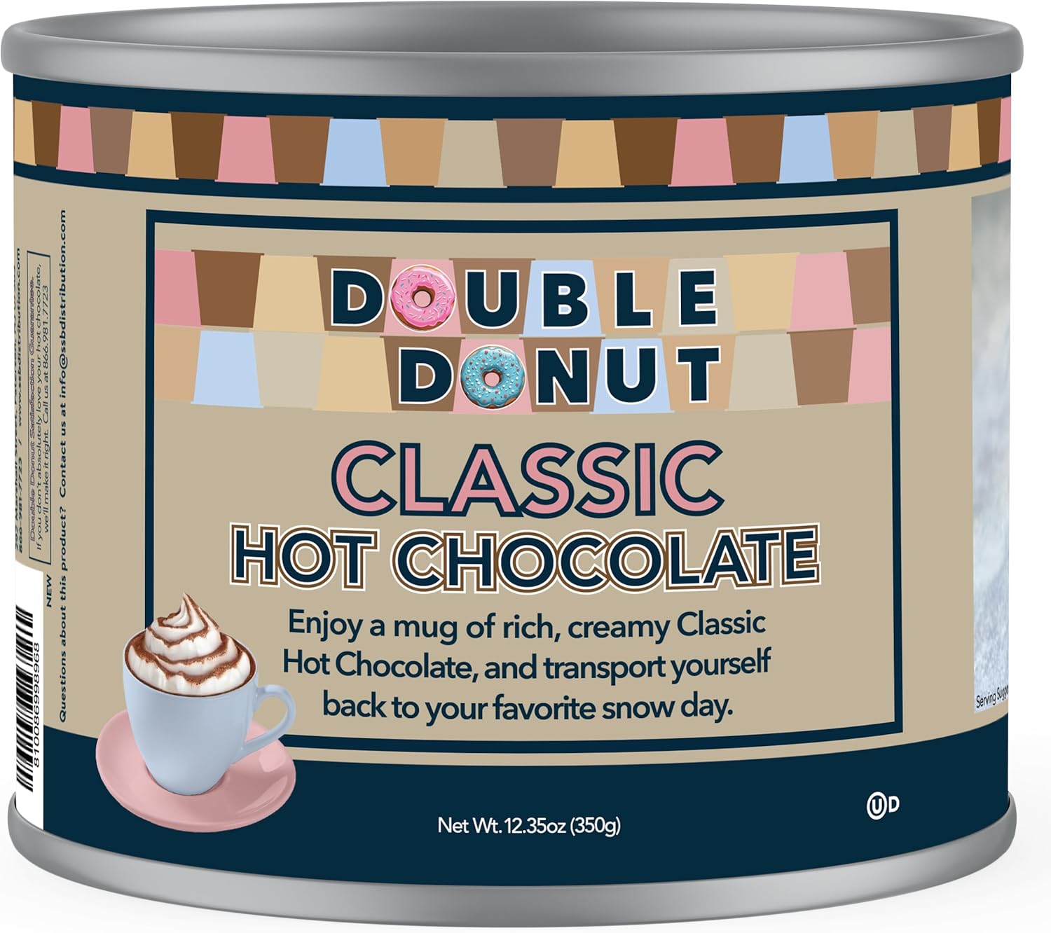 Double Donut Coffee Classic Hot Chocolate Powder, 12oz Canister ...