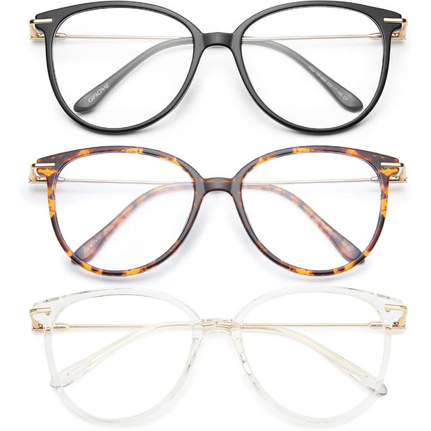 Gaoye Blue Light Blocking Glasses w/Soft Case - Leopard Transparent (3 ...