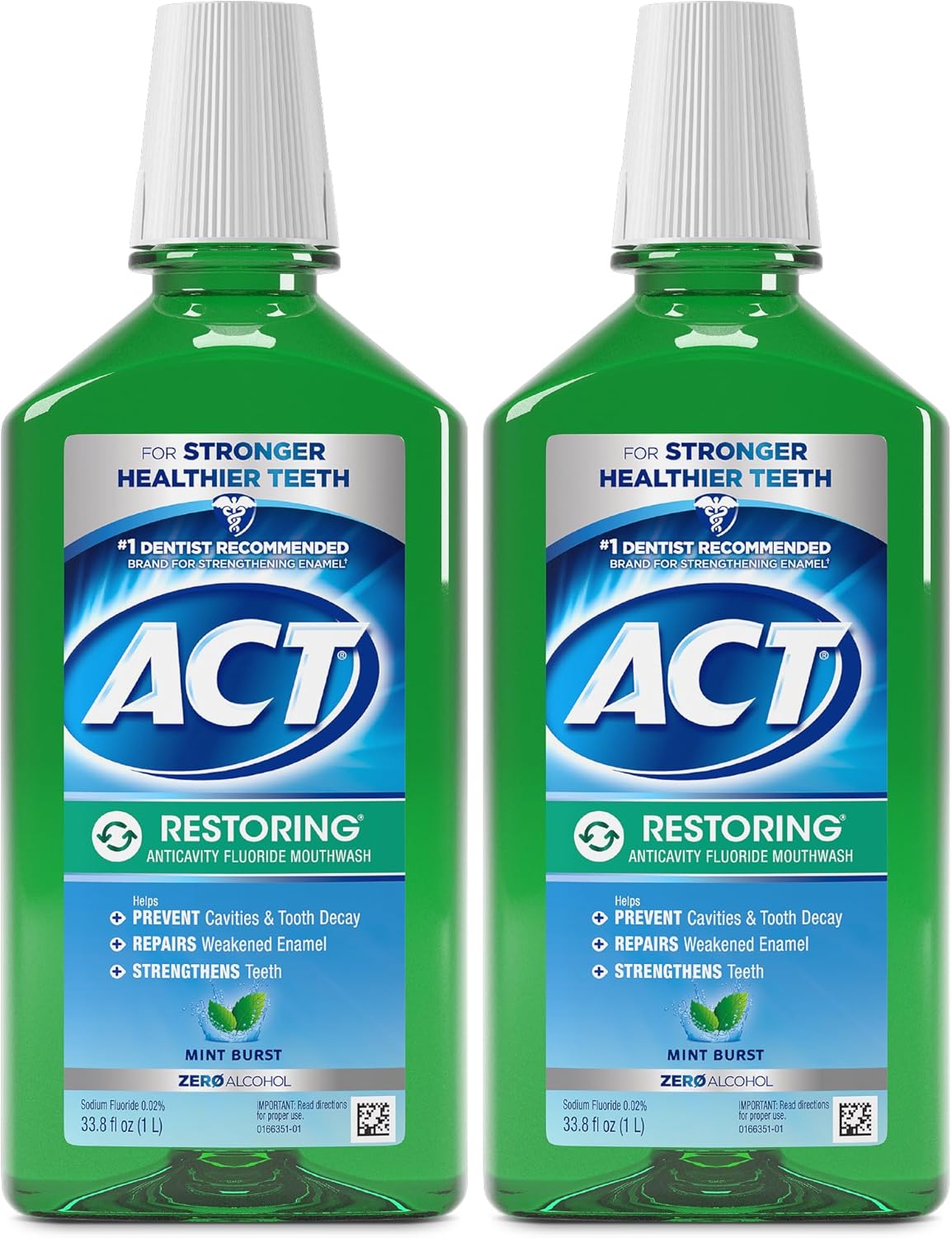 ACT Restoring Anticavity Fluoride Mouthwash, Zero Alcohol - Mint Burst ...