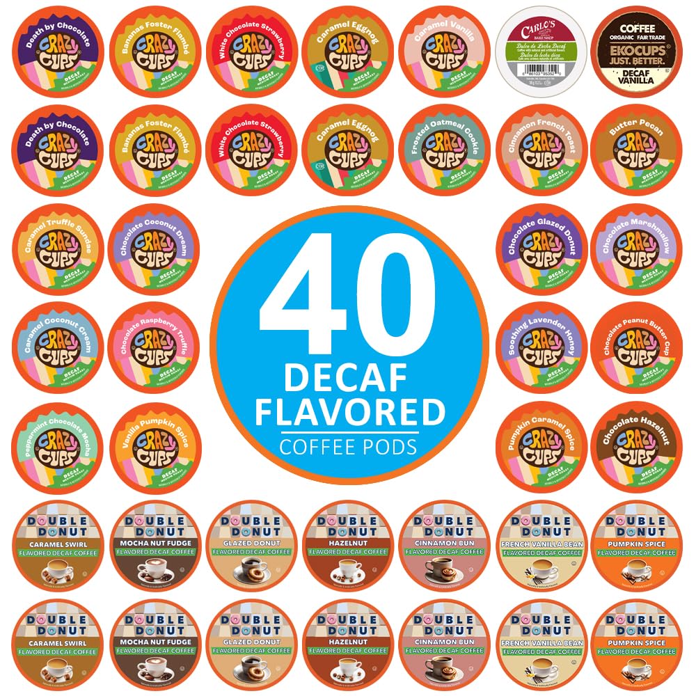 Crazy Cups Flavored Decaf Coffee Keurig K-Cup Pods, Variety Pack - 40 ...