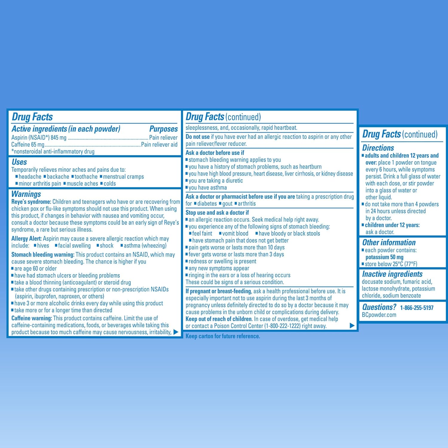 BC Powder Original Strength Headache & Fast Pain Relief Powder with As ...