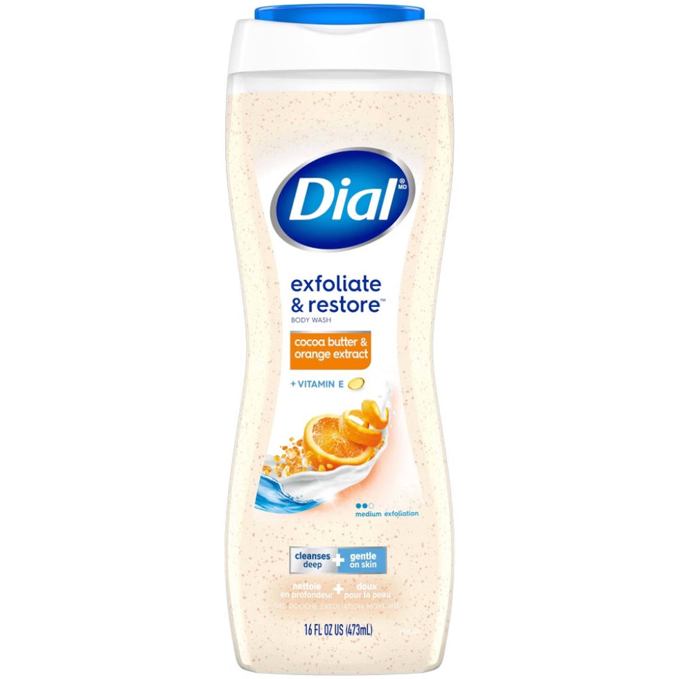Dial Exfoliate & Restore Body Wash with Cocoa Butter & Orange Extract ...